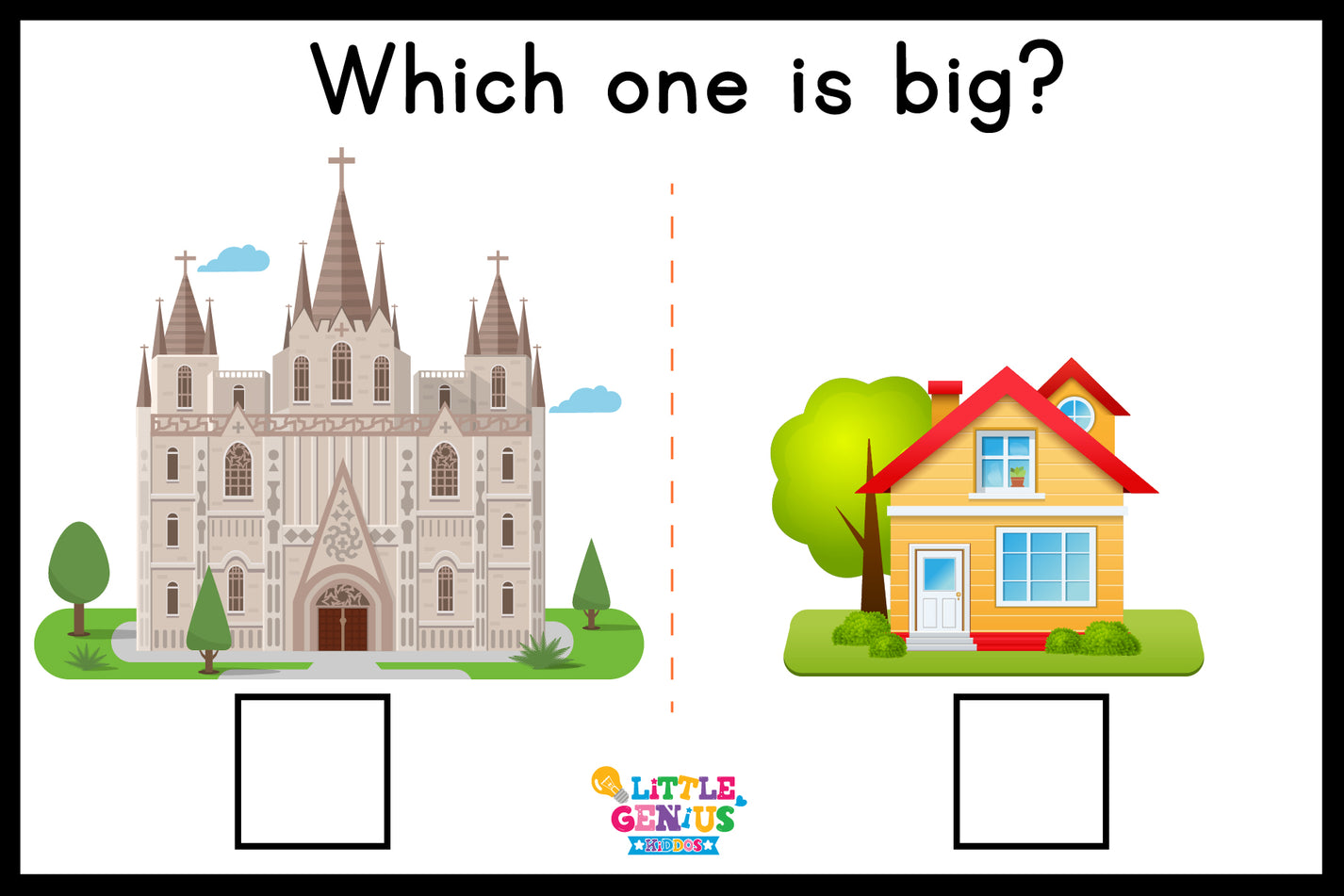 Big and Small Flashcards – 20 Cards with Marker – Little Genius Kiddos